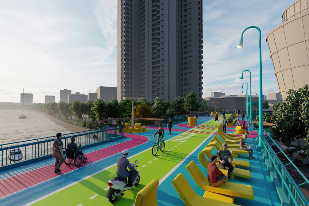 100 Architects proposes vibrant street concept for pedestrian bridge ...