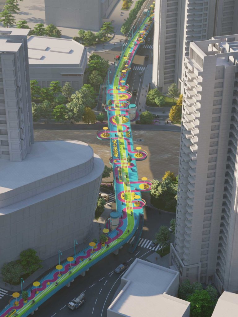 100 Architects proposes vibrant street concept for pedestrian bridge ...