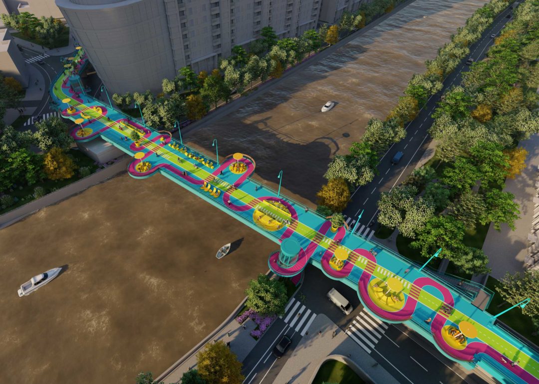 100 Architects proposes vibrant street concept for pedestrian bridge ...
